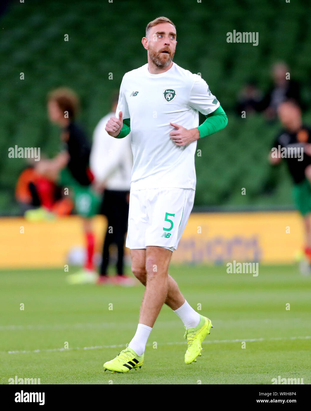 Republic of Ireland's Richard Keogh during the pre-match warm up prior ...