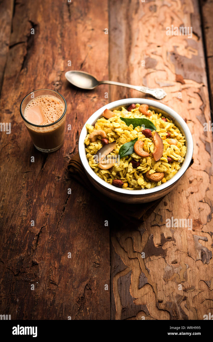 Jada Poha Namkeen Chivda / Thick Pohe Chiwda is a jar snack with a mix ...