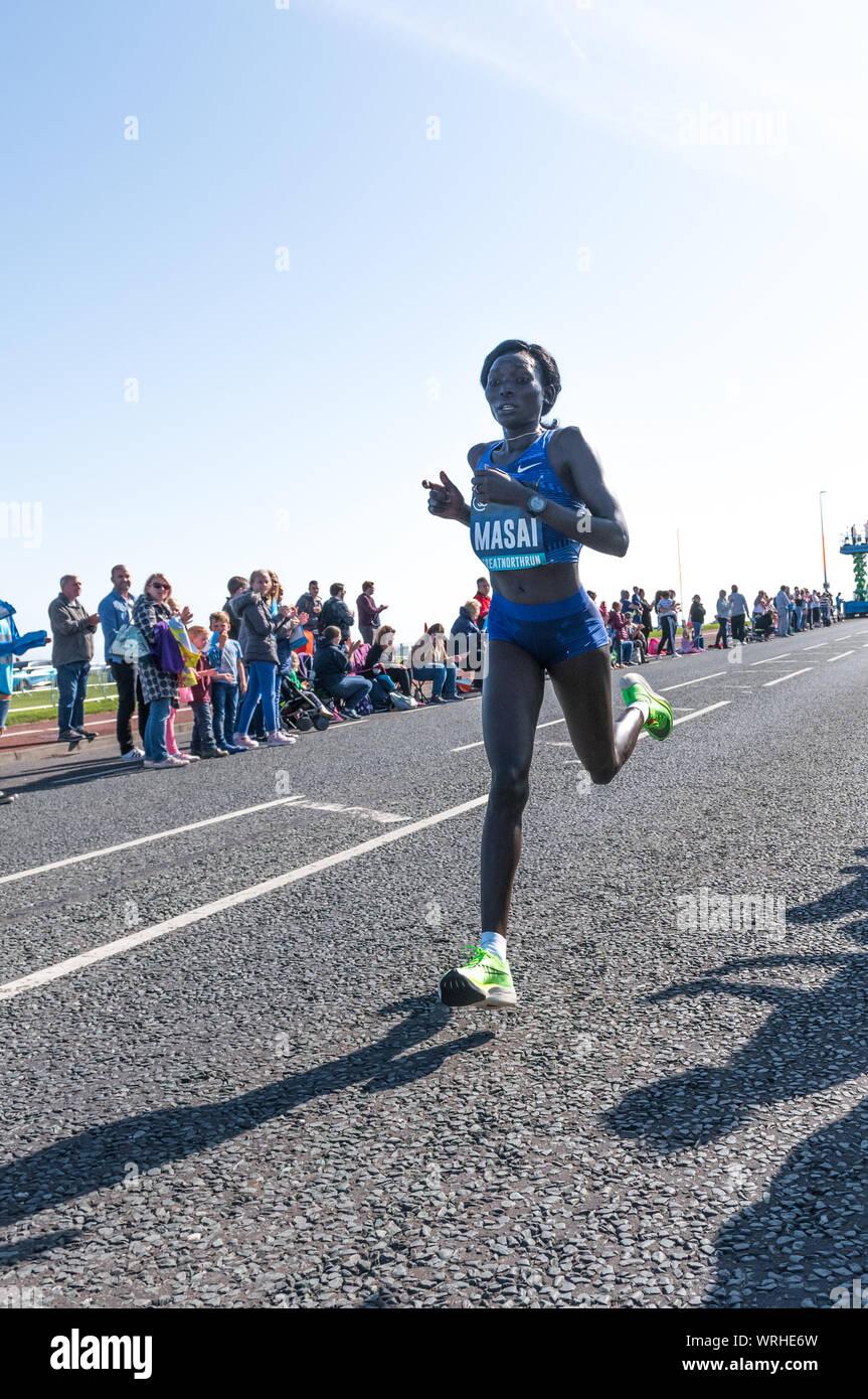 Womens elite runner Magdalene Masai competing in the 2019 Great North ...