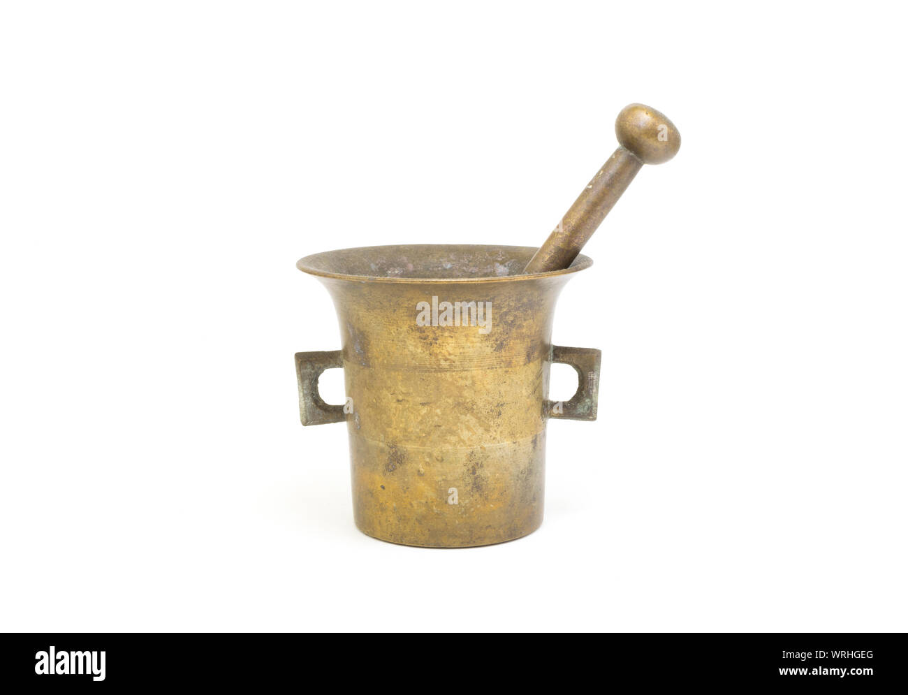 metal mortar and pestle isolated on white background Stock Photo - Alamy