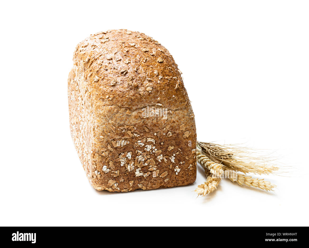 Homemade wholemeal rye bread with pearl barley isolated on white Stock ...