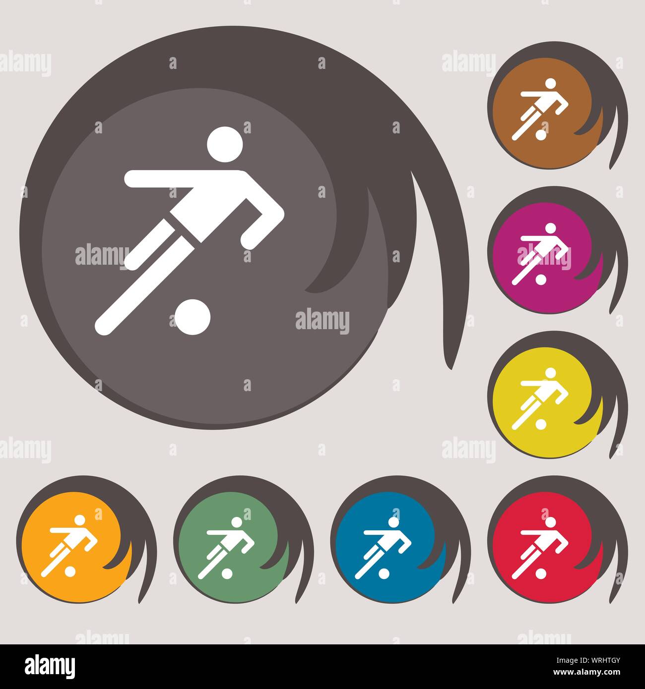 football player icon. Symbols on eight colored buttons. Vector Stock ...
