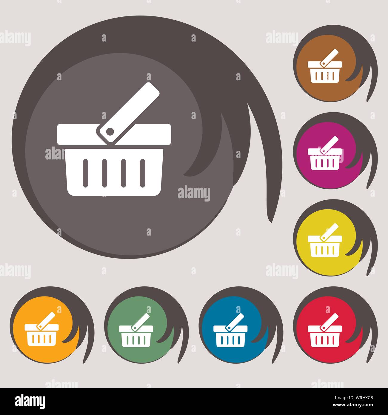 Shopping Cart sign icon. Online buying button. Symbols on eight colored ...