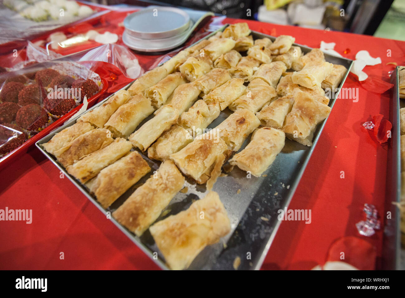 Traditional homemade wrapped pie with cheese, handmade pastry Stock ...