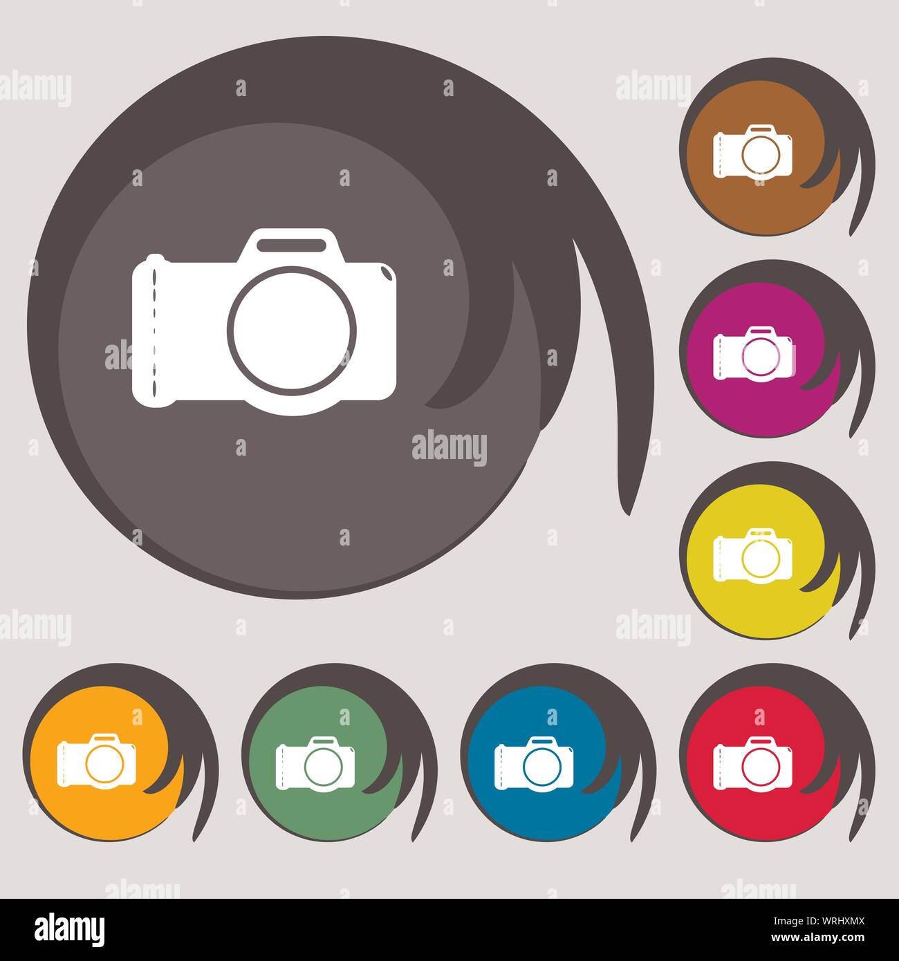 Photo camera sign icon. Digital photo camera symbol. Symbols on eight ...