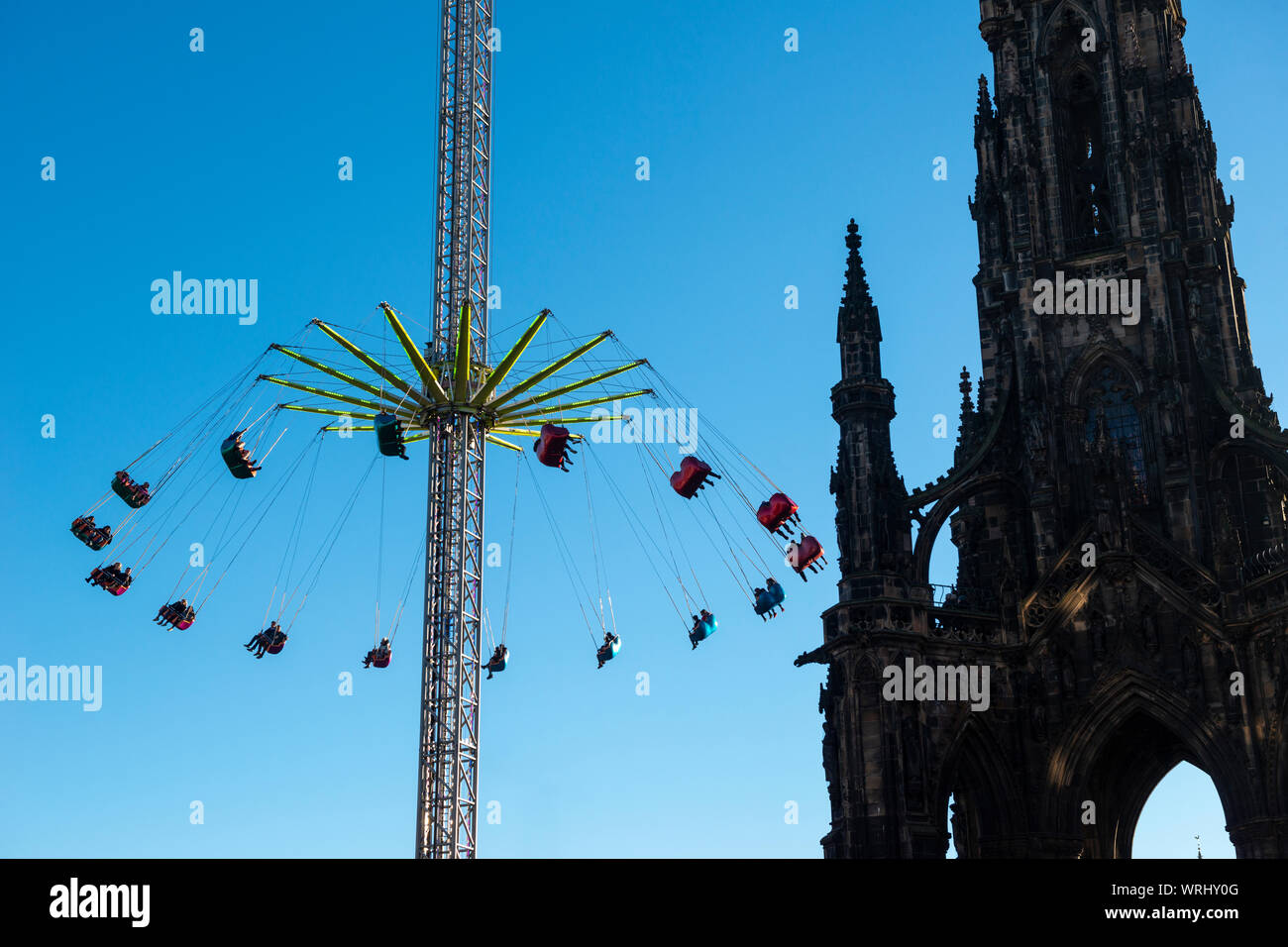 The Star Flyer ride next to the Scott Monument, part of Edinburgh’s ...