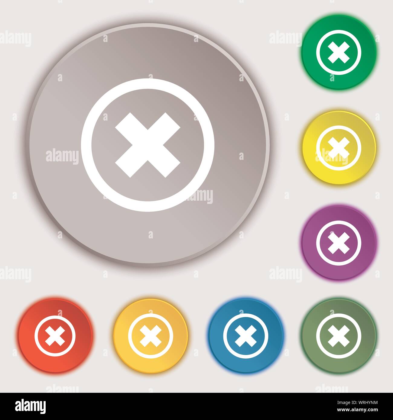 Cancel icon. no sign. Symbols on eight flat buttons. Vector Stock ...