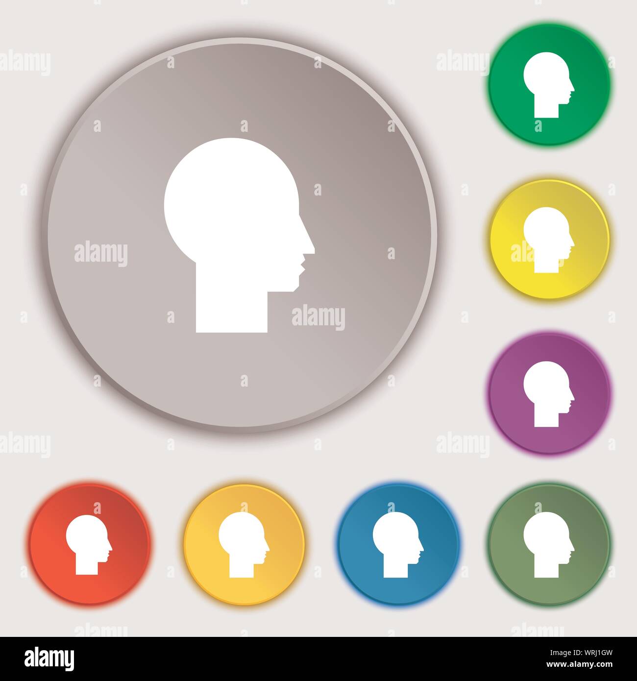 User sign icon. Person symbol. Set colourful buttons. Symbols on eight ...