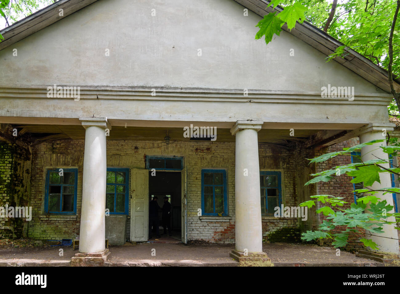 Chernobyl (Chornobyl): abandoned kindergarten of Kopachi, entrance in ...
