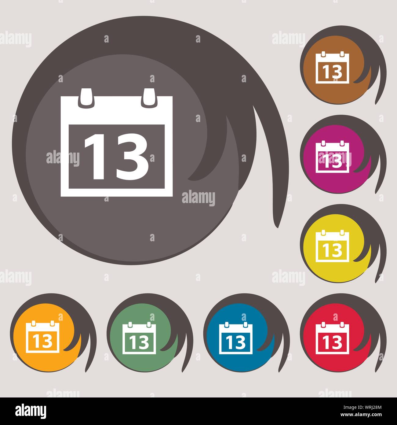 Calendar sign icon. days month symbol. Date button. Symbols on eight ...