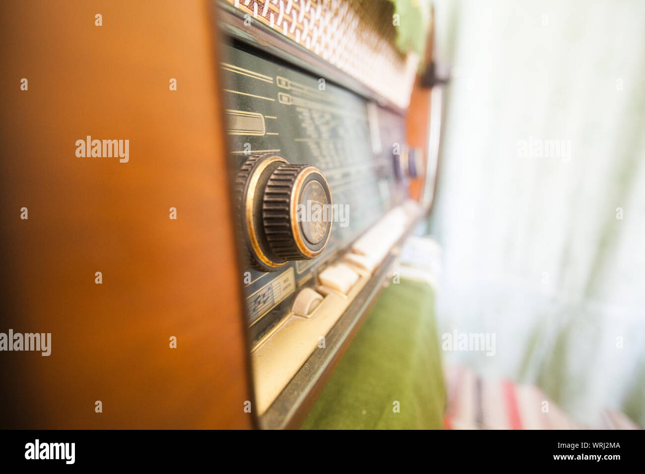 Old-fashioned radio tuner , closeup view Stock Photo - Alamy