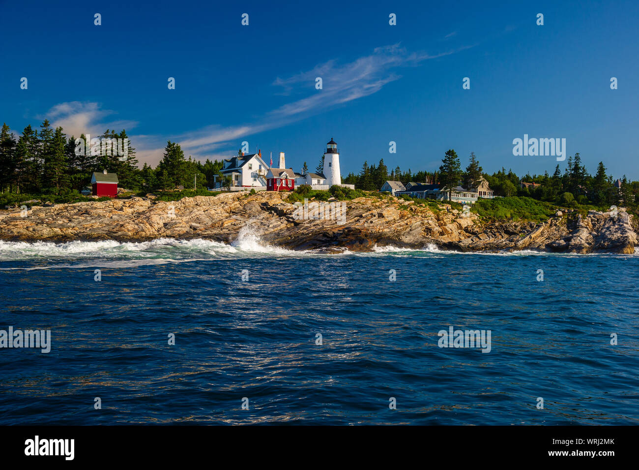 Pemaquid Point Lighthouse as seen from a boat, Maine, USA Stock Photo ...