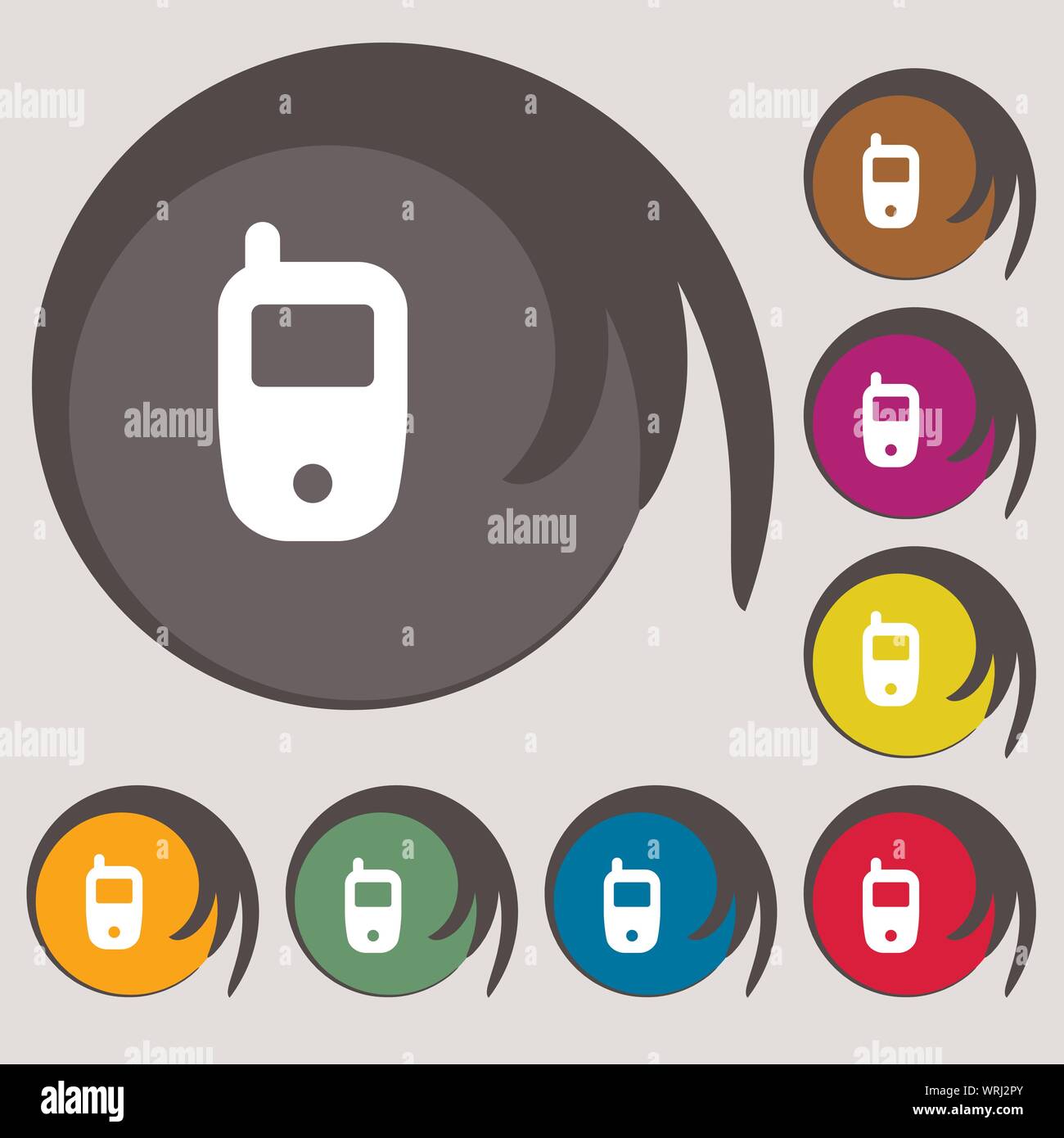 Mobile telecommunications technology symbol. Symbols on eight colored ...
