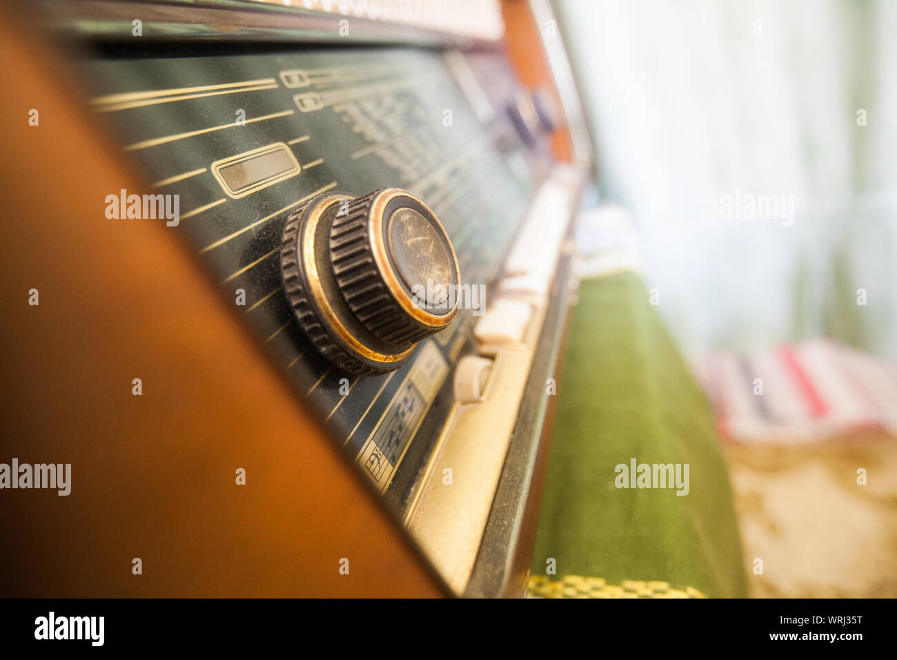 Old-fashioned radio tuner , closeup view Stock Photo - Alamy