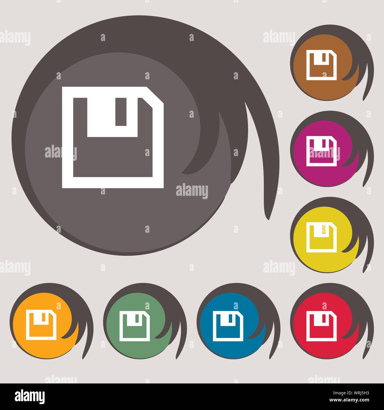 floppy icon. Flat modern design. Symbols on eight colored buttons. Vector Stock Vector Image ...