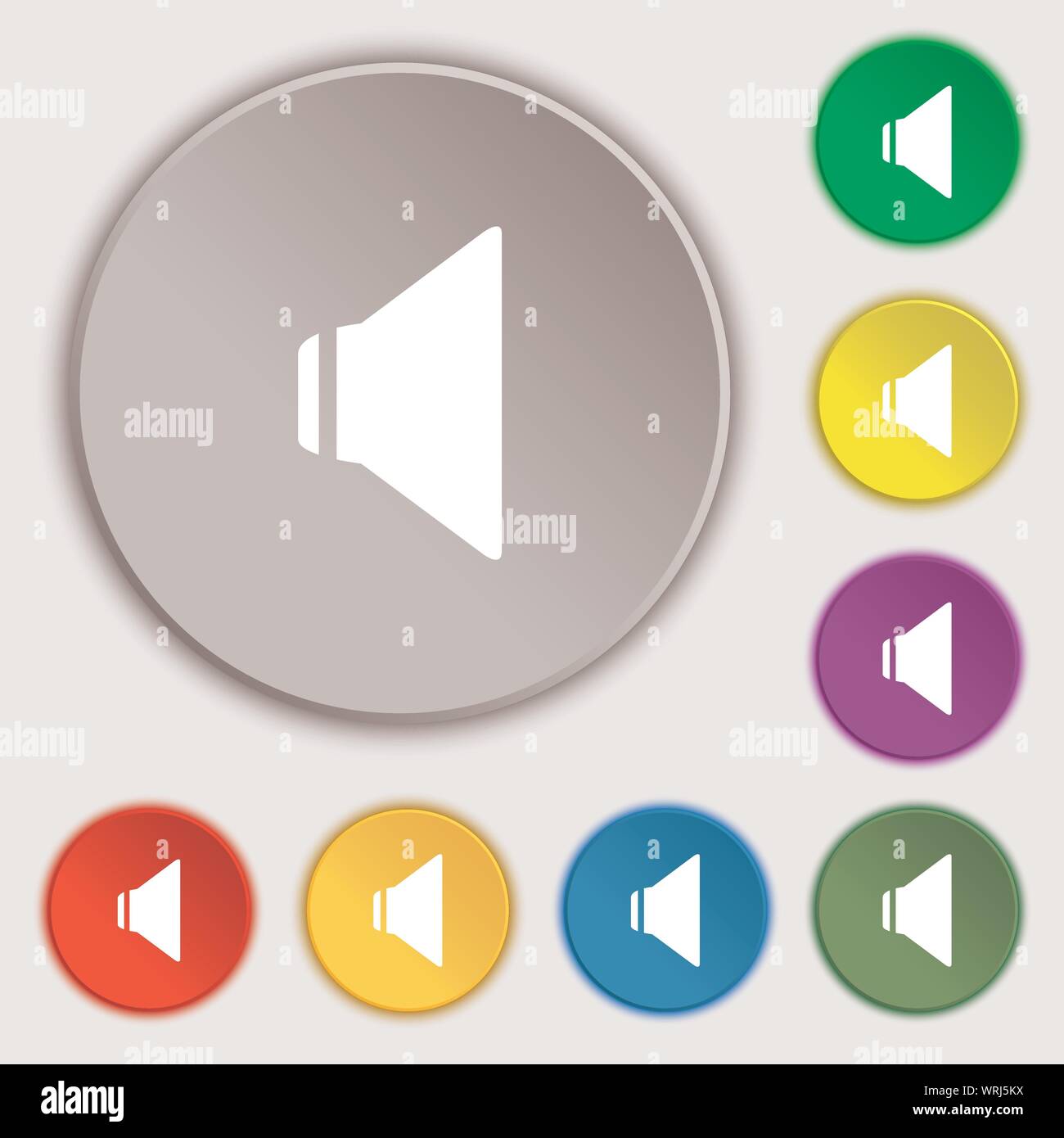 Speaker volume sign icon. Sound symbol. Symbols on eight flat buttons ...