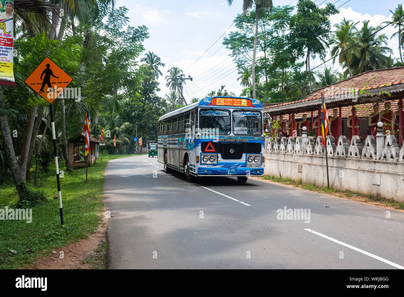 Galle, Sri Lanka - Dec 05, 2018. Local bus running on street in Galle ...