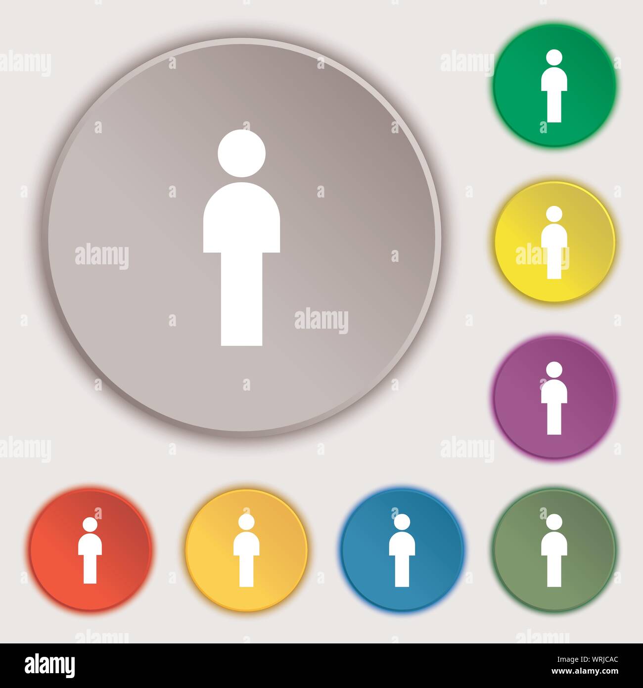 Human sign icon. Man Person symbol. Male toilet. Symbols on eight flat ...