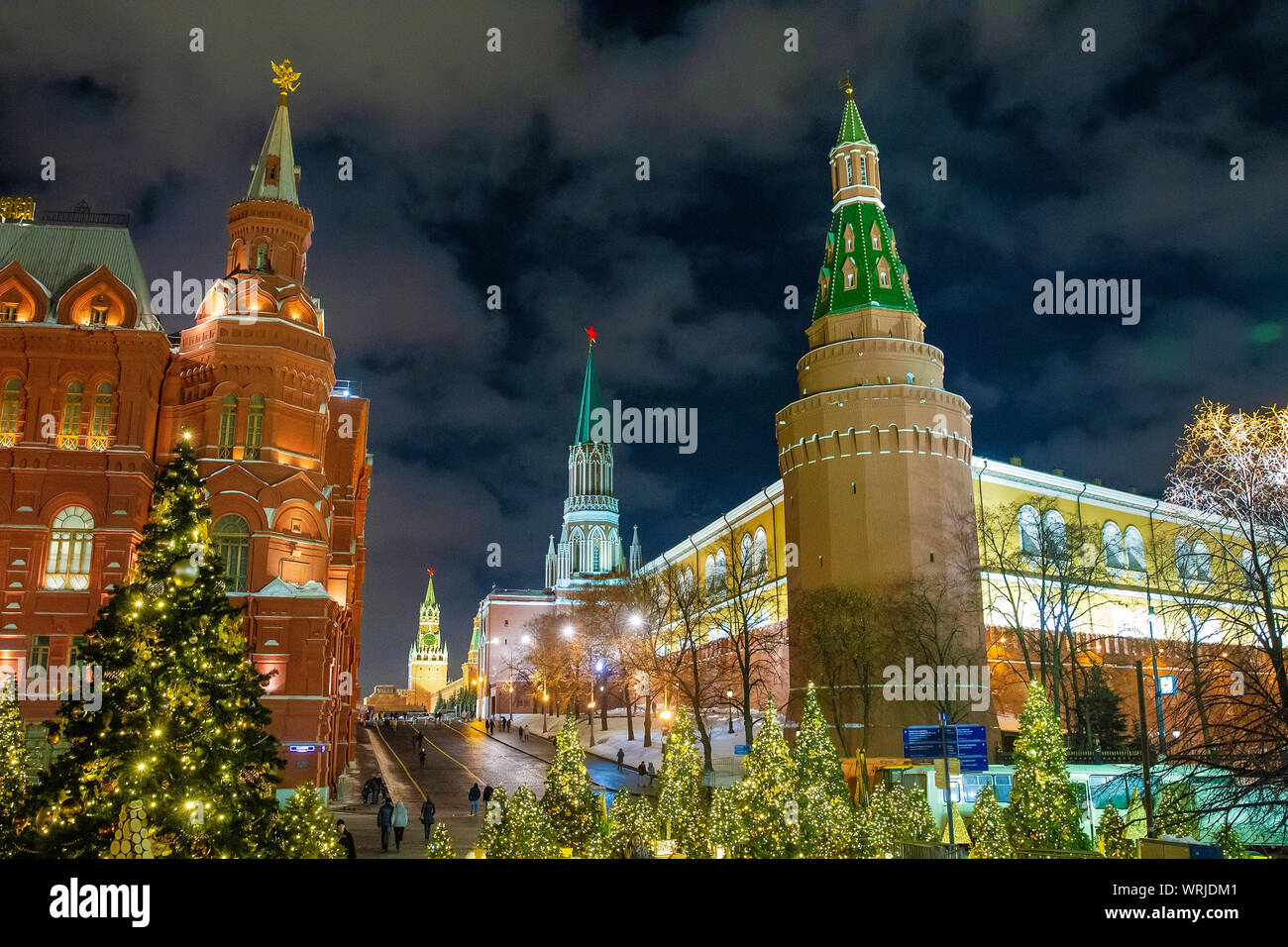 View To Historic Museum and Kremlin and Red Square. Downtown. Night ...