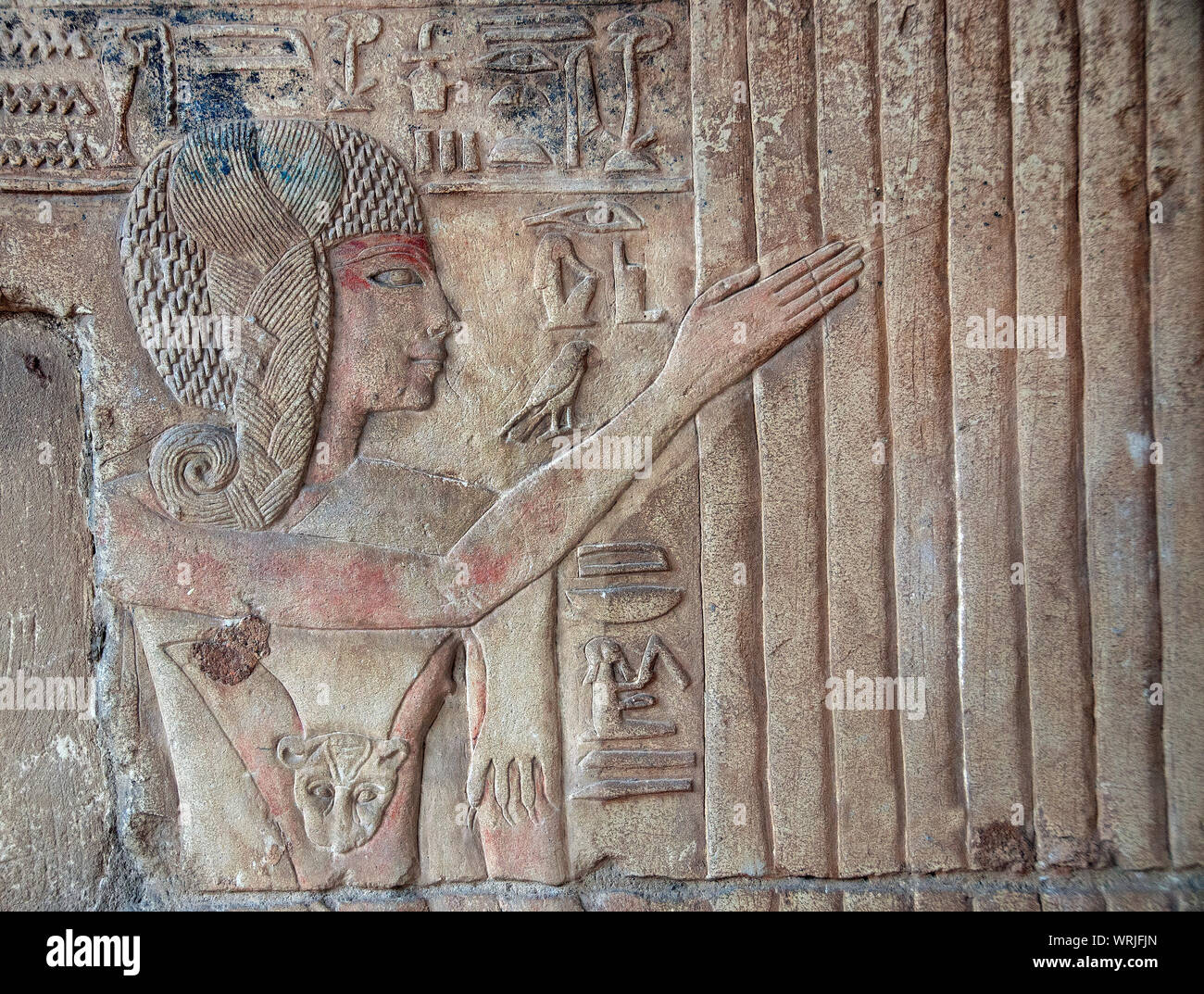 Reliefs and paintings from the tomb of Horemheb in Sakkara, Egypt Stock ...