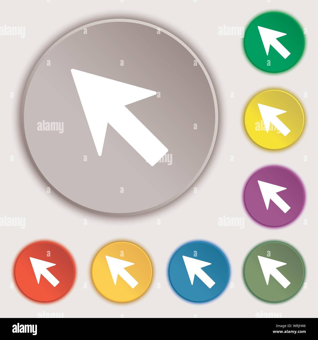 Cursor, arrow icon sign. Symbols on eight flat buttons. Vector Stock ...