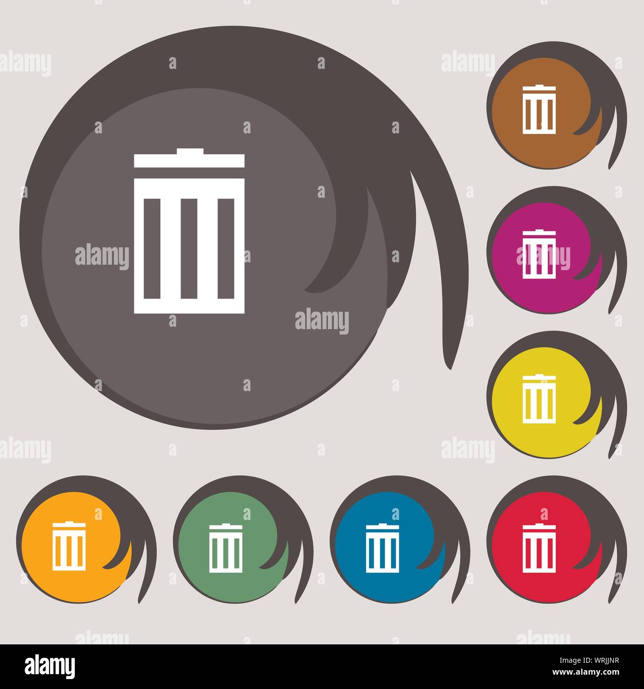 Recycle bin sign icon. Symbol. Symbols on eight colored buttons. Vector ...