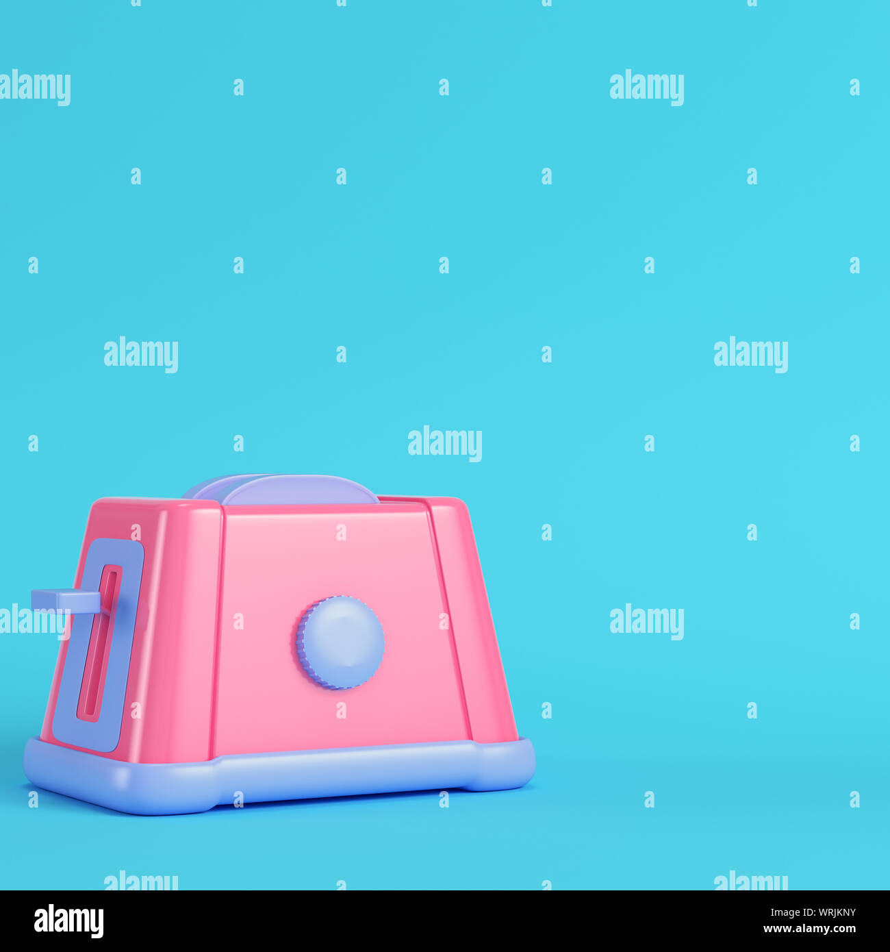 Pink toaster on bright blue background in pastel colors. Minimalism ...