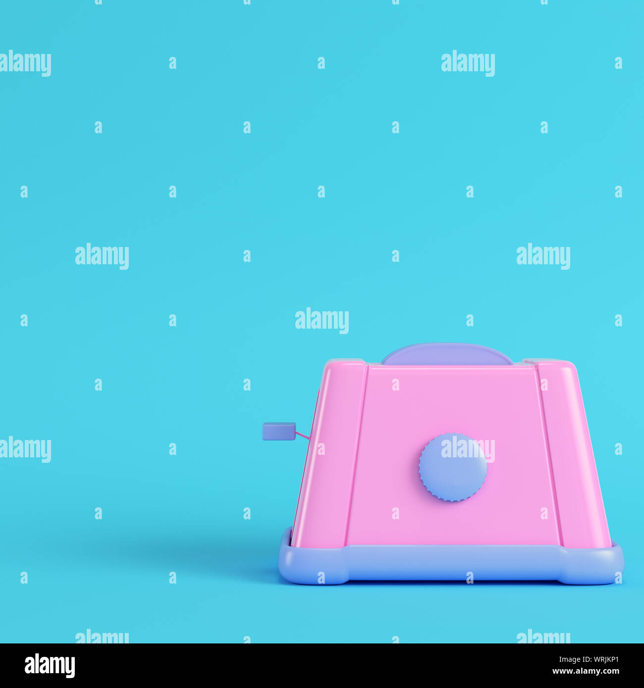 Pink toaster on bright blue background in pastel colors. Minimalism ...