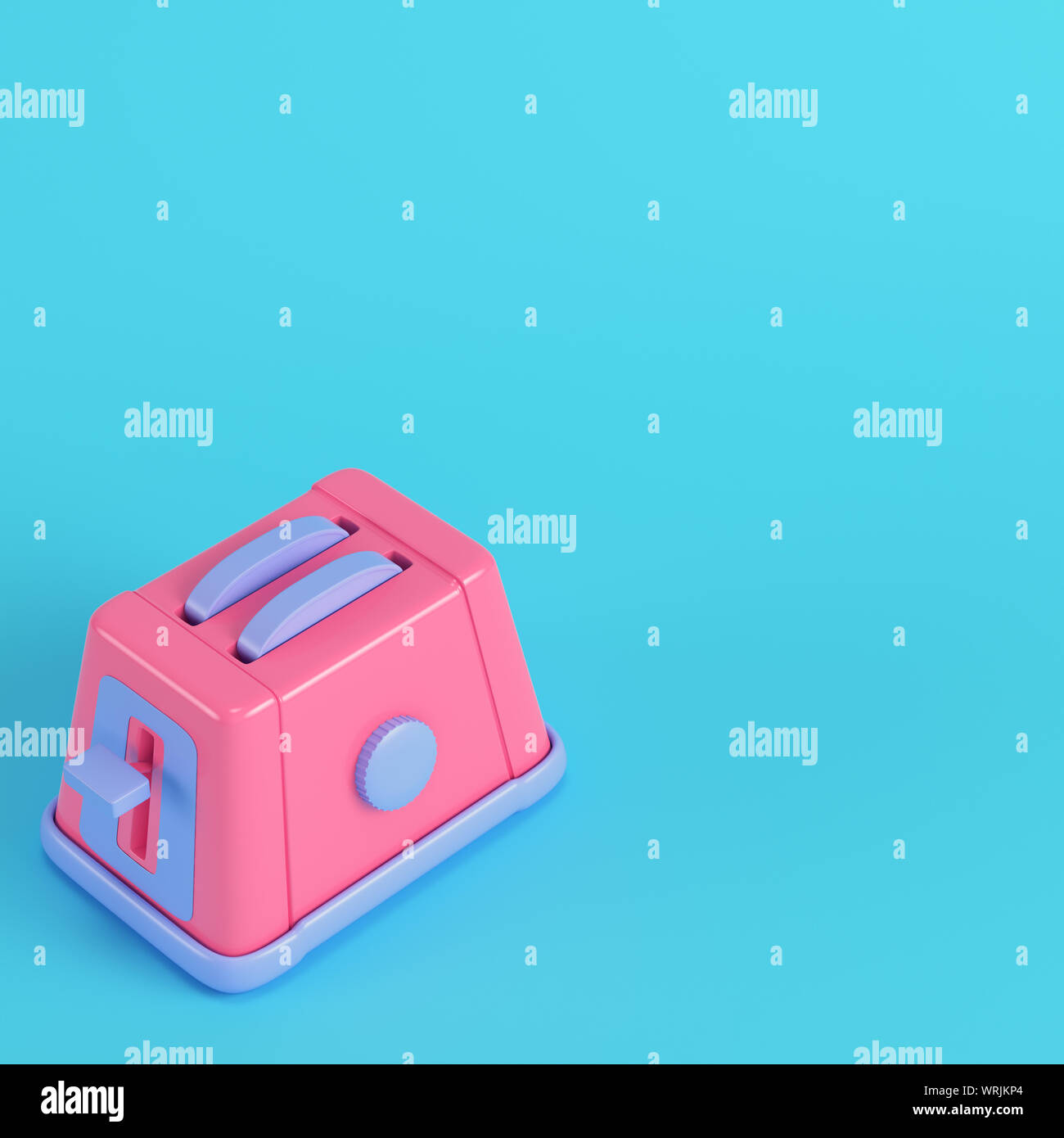 Pink toaster on bright blue background in pastel colors. Minimalism ...