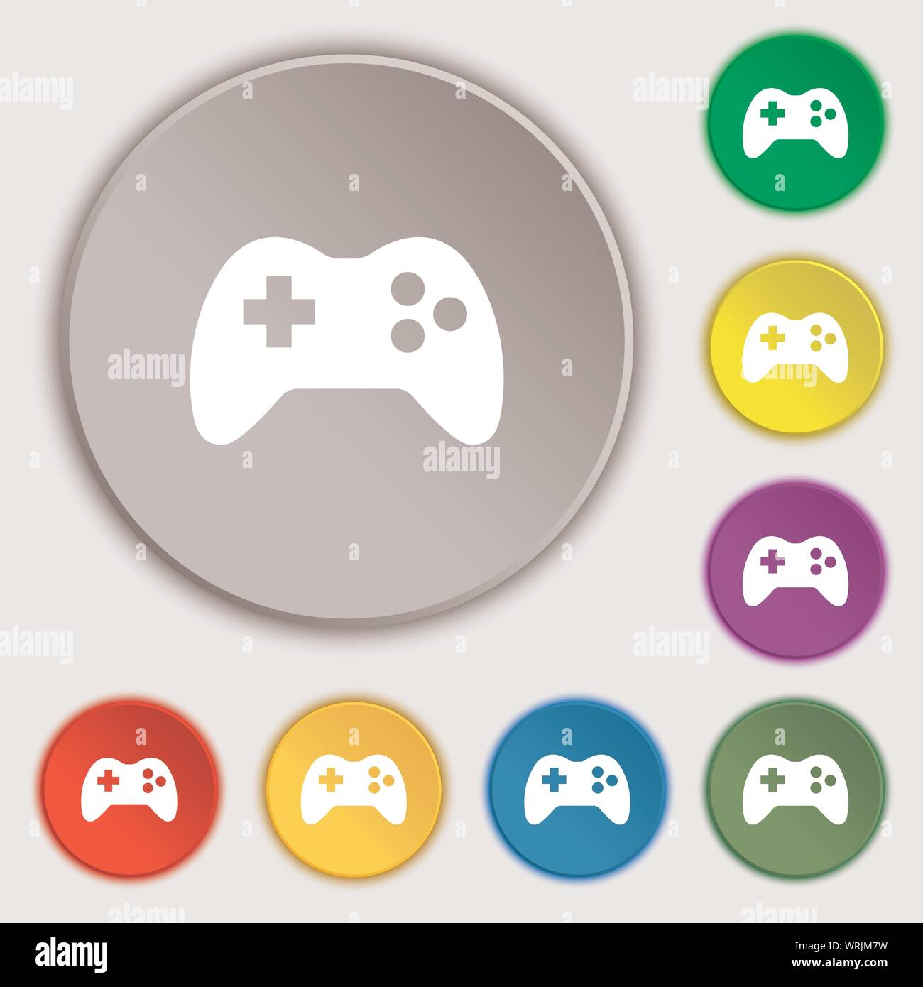 Joystick sign icon. Video game symbol. Symbols on eight flat buttons ...