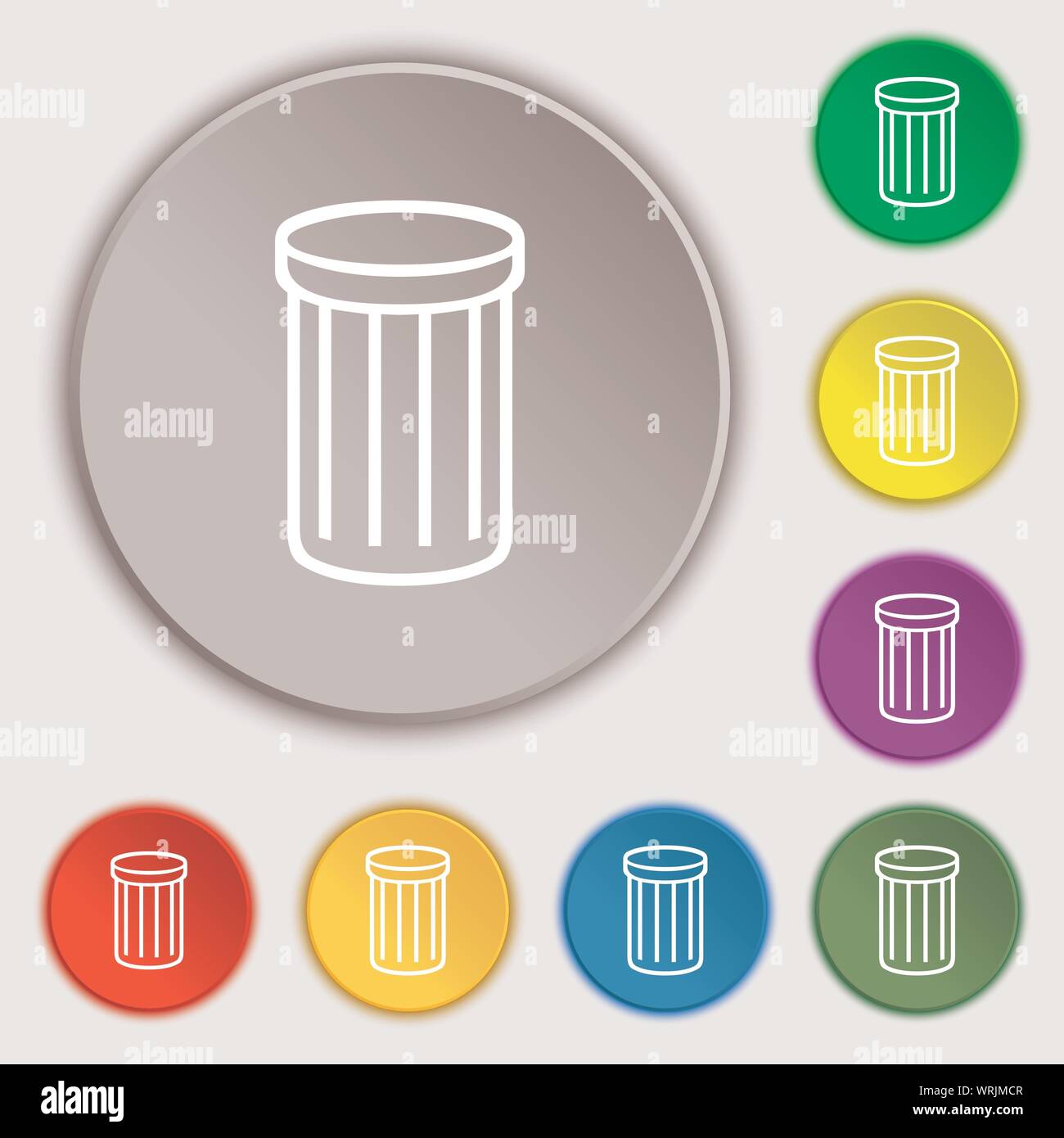 Recycle bin sign icon. Symbol. Symbols on eight flat buttons. Vector ...