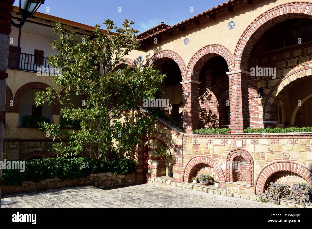 monastery, religion, orthodox, yard, garden, flowers, Greece, Isodia ...