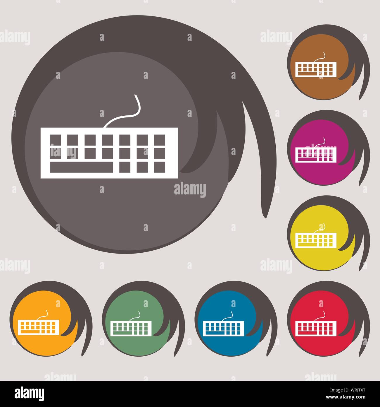 Computer keyboard Icon. Symbols on eight colored buttons. Vector Stock ...