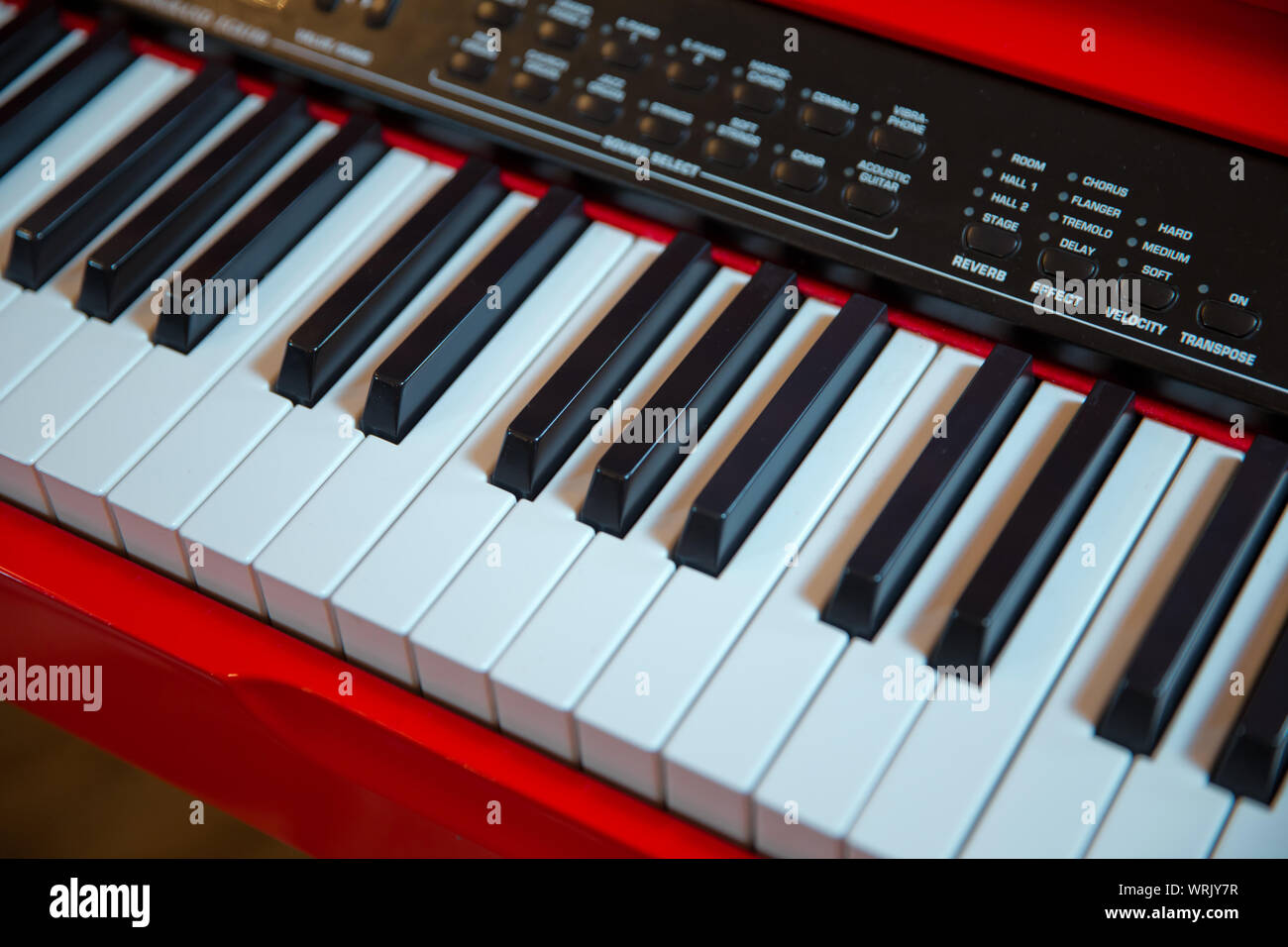 music background in wide panoramic banner format, selected focus ...