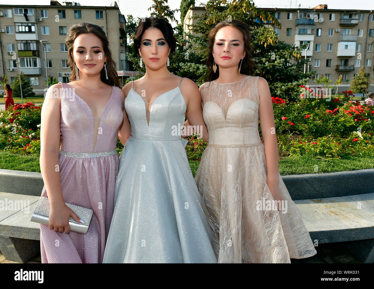 Novomoskovsk, Ukraine July 27, 2019. Graduation party, last school ball ...