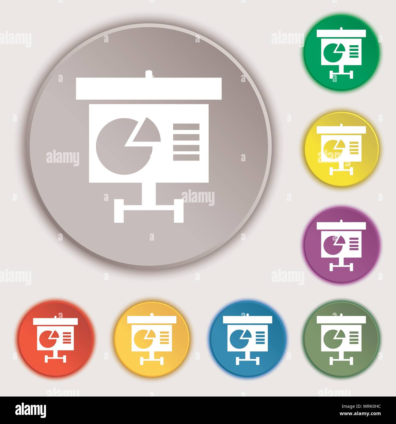 Graph icon sign. Symbols on eight flat buttons. Vector Stock Vector ...