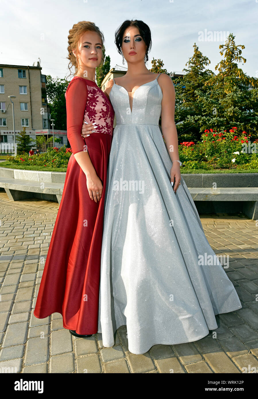 Novomoskovsk, Ukraine July 27, 2019. Graduation party, last school ball ...