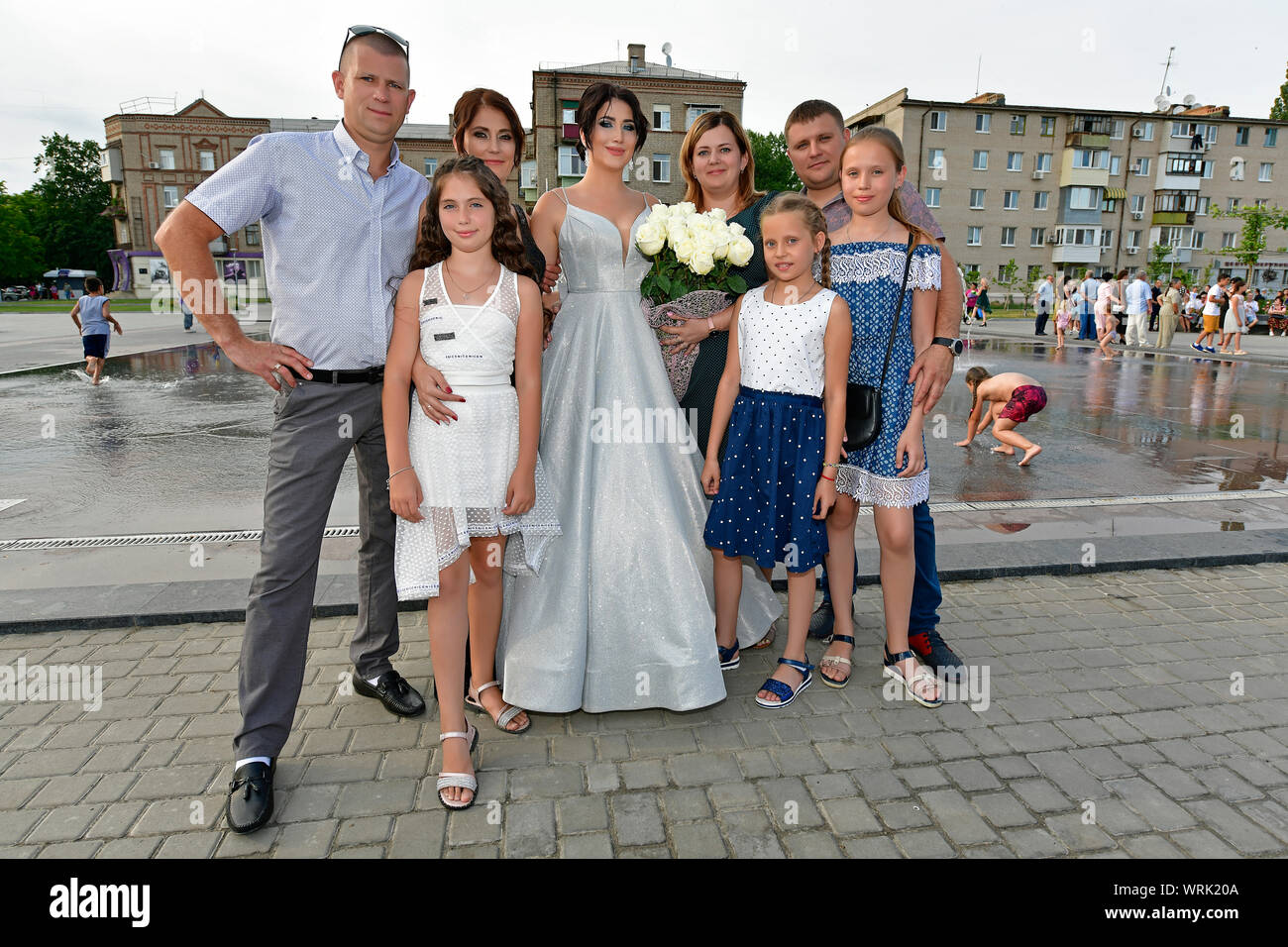 Novomoskovsk, Ukraine July 27, 2019. Graduation party, last school ball ...