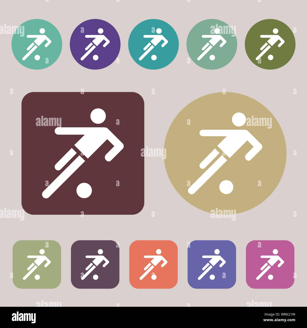 football player icon. 12 colored buttons. Flat design. Vector Stock ...