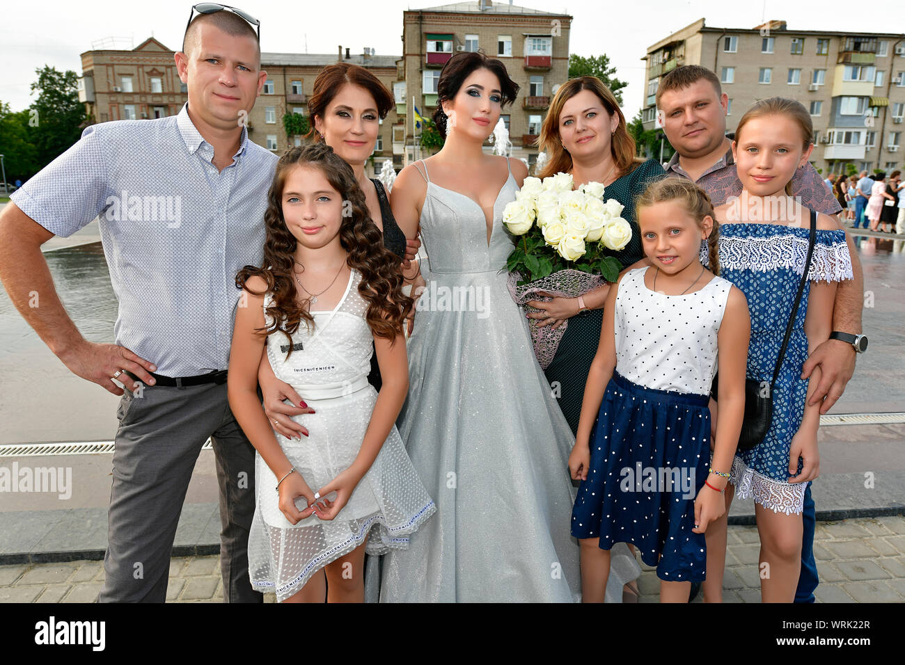 Novomoskovsk, Ukraine July 27, 2019. Graduation party, last school ball ...