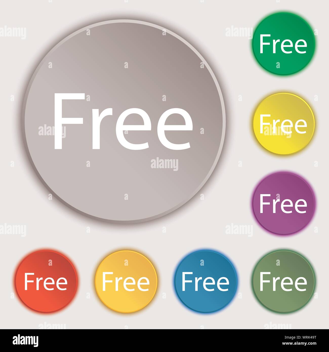 Free sign icon. Special offer symbol. Symbols on eight flat buttons ...
