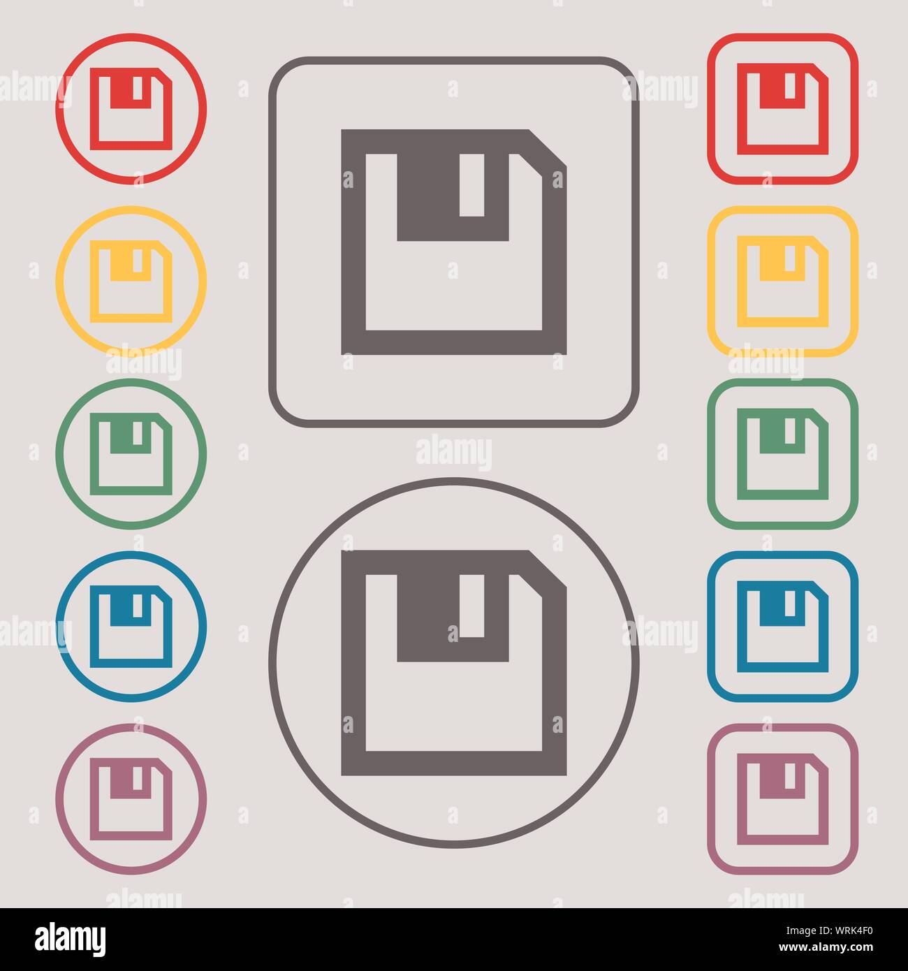 floppy icon. Flat modern design. Symbols on the Round and square ...