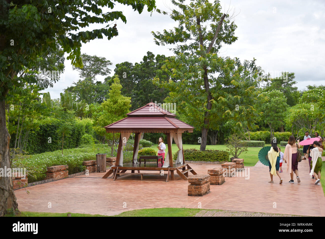 Kanchanaburi, Thailand, 09.09.2019: Beautiful garden, lake, traditional ...
