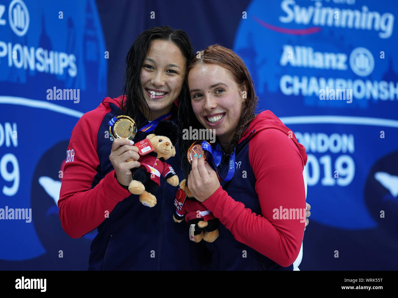 Great Britain's Alice Tai (left) and Megan Richter collect their Gold ...