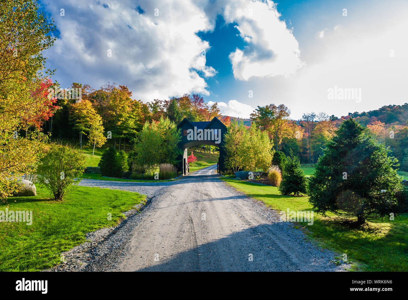 Estate entry gate-house, Stowe, Vermont, USA Stock Photo - Alamy