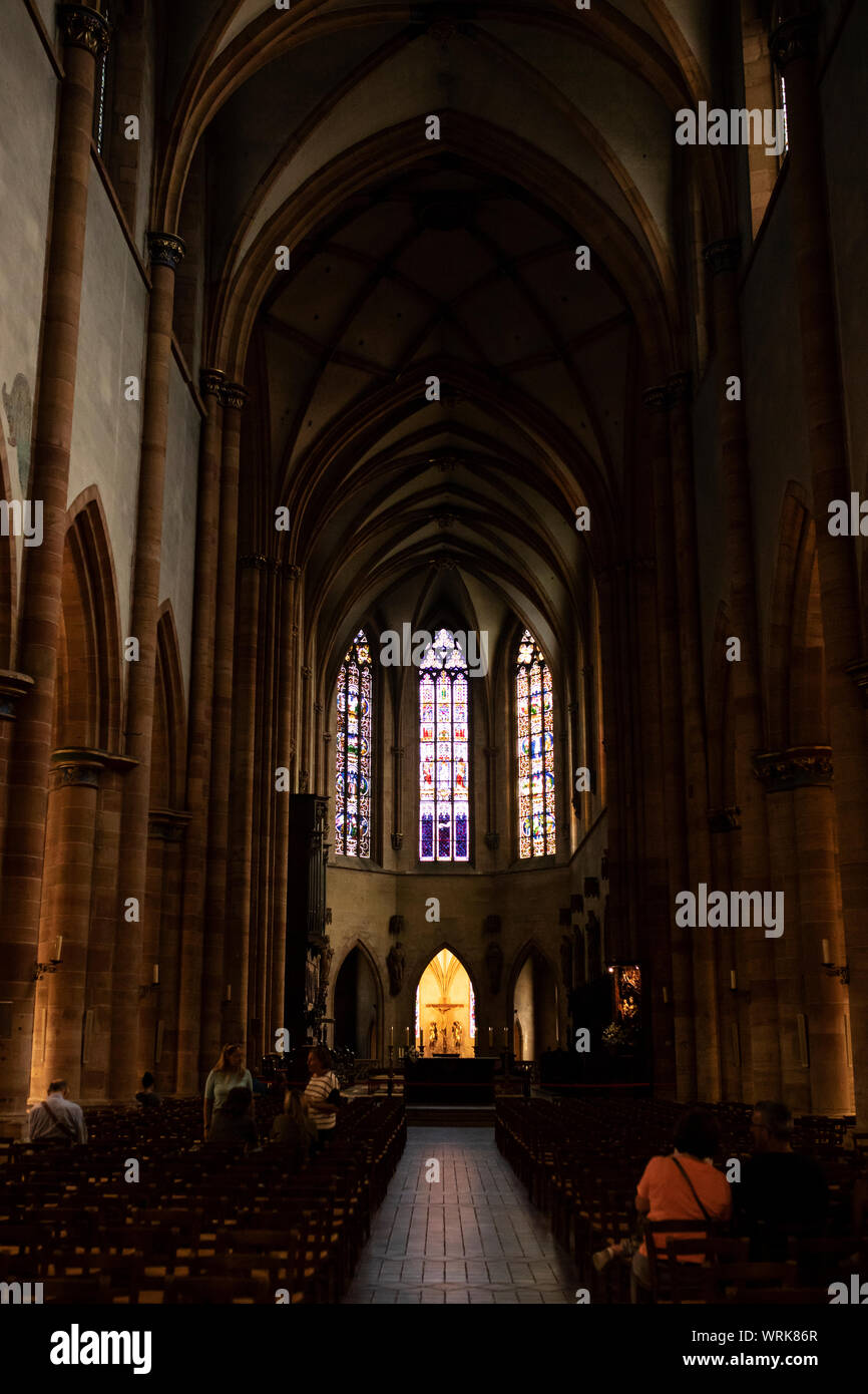 The interior and altar of St Martin's church in Colmar, France Stock ...
