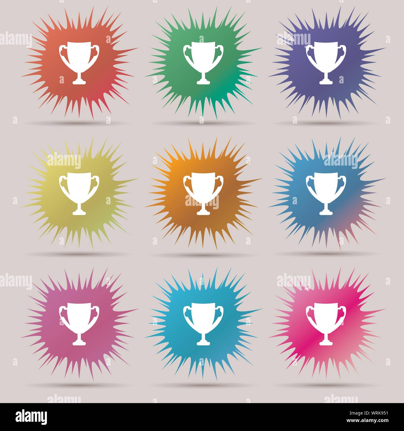 Winner cup sign icon. Awarding of winners symbol. Trophy. Nine original ...