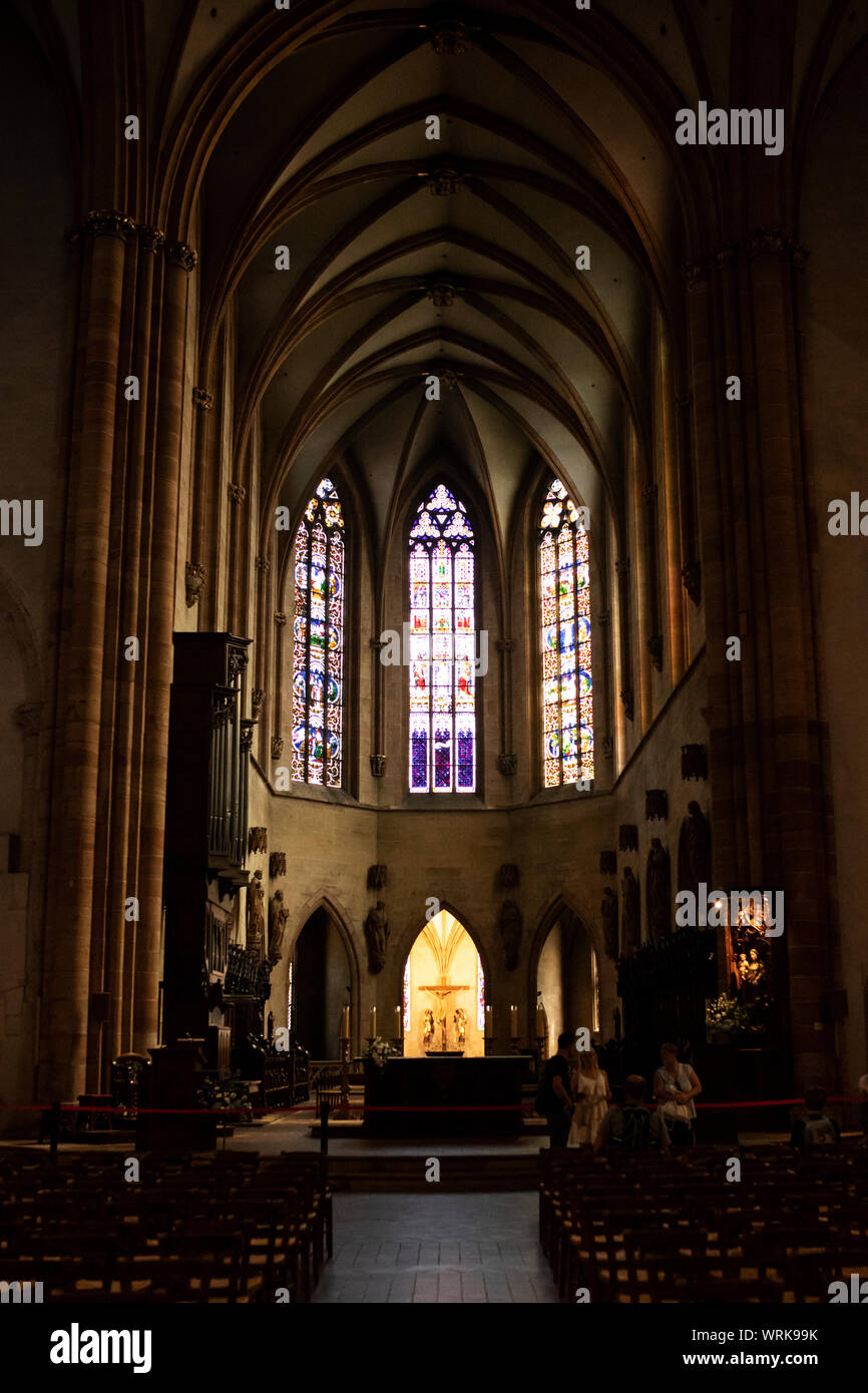 The interior and altar of St Martin's church in Colmar, France Stock ...