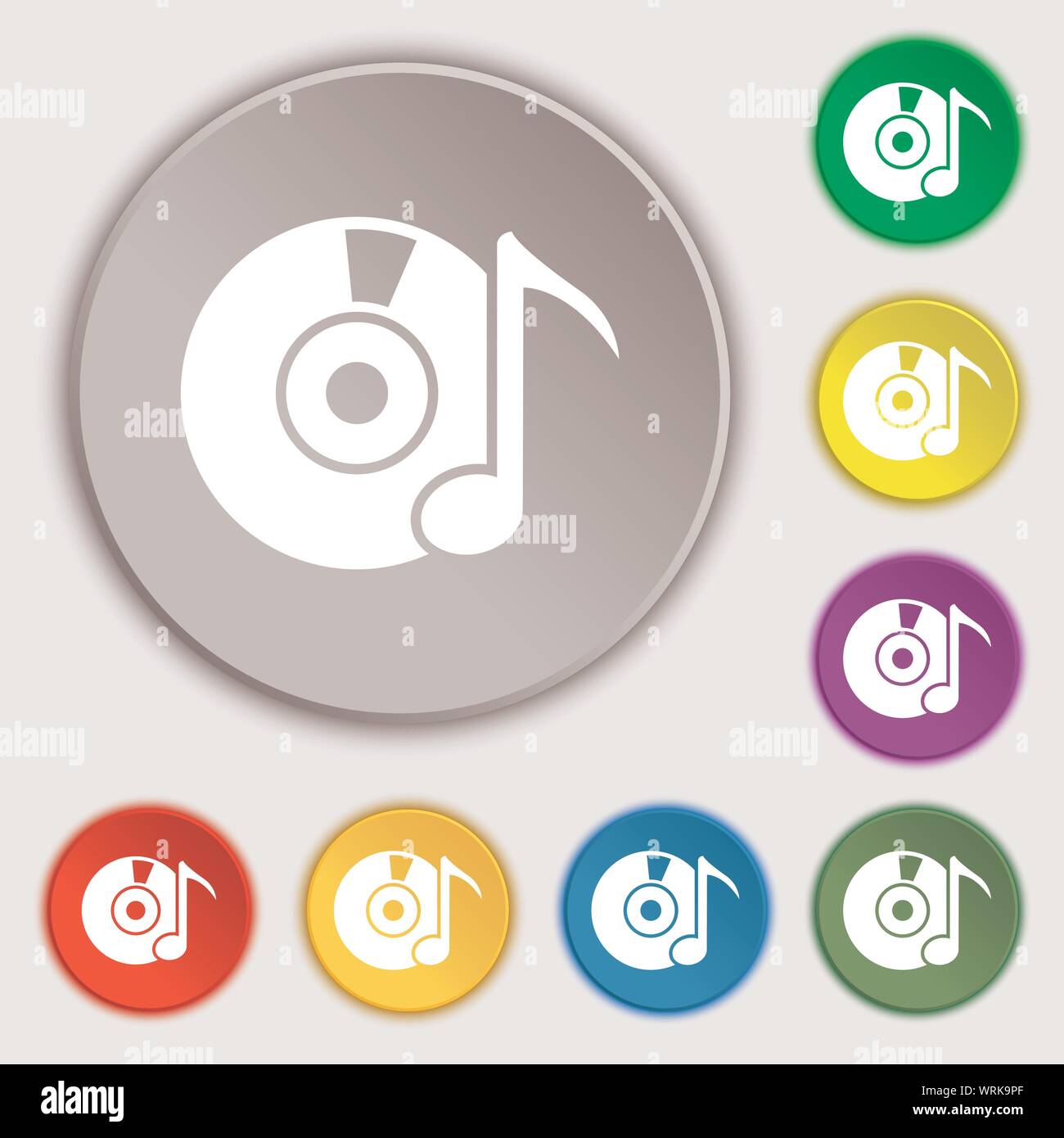 CD or DVD icon sign. Symbols on eight flat buttons. Vector Stock Vector ...