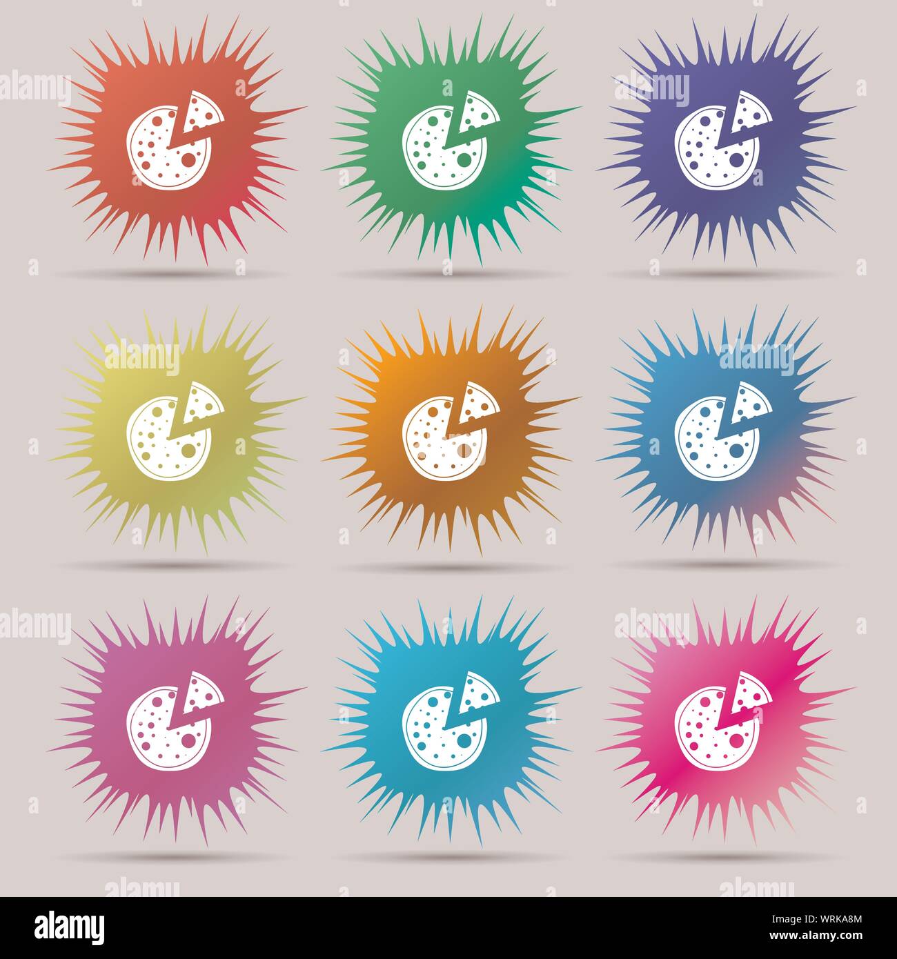 Pizza Icon. Nine original needle buttons. Vector Stock Vector Image ...